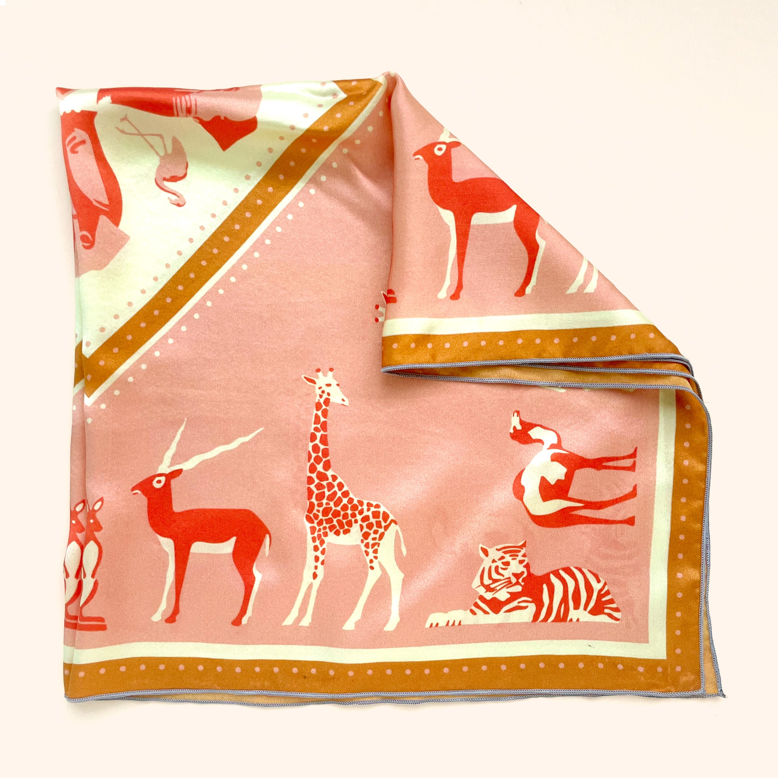Menagerie - Silk bandana with giraffes, elephants and other lovely ani ...