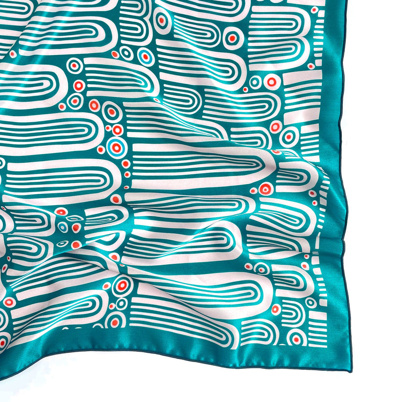 Big Tides - large teal silk scarf – mrsfishkin